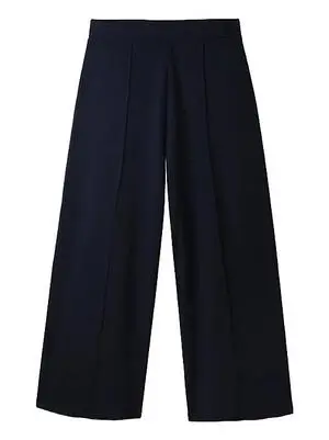 THE WHITE COMPANY Pleated High-rise Jersey Trousers - Navy