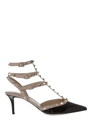 Valentino Garavani So Noir 65 Patent-leather Heeled Sandals - Blk/beige
