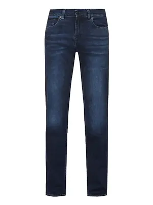7 For All Mankind Standard Luxe Performance Regular-Fit Straight-Leg Stretch-Denim Jeans Dark Blue