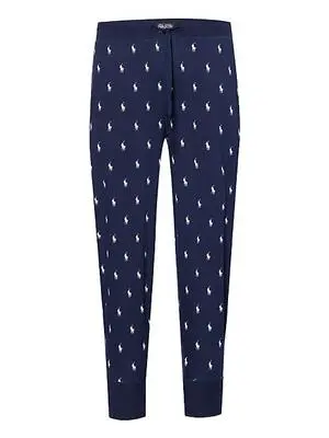 Polo Ralph Lauren Cotton-jersey All-over Logo-print Jogging Bottoms - Cruise Navy Aopp