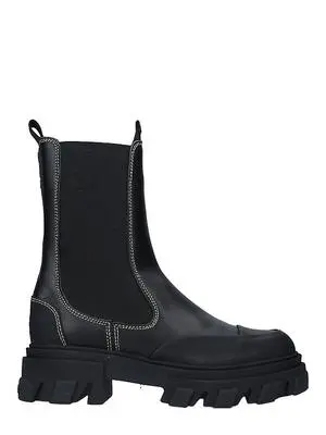 GANNI Xl Leather Chelsea Boots - Black