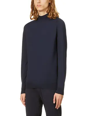 John Smedley Harcourt High-neck Wool Jumper - Midnight