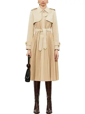 Sandro Belted Satin-crepe Coat - Beige