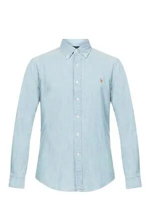 Polo Ralph Lauren Long-sleeved Button-down Slim-fit Cotton Chambray Shirt - Medium Wash