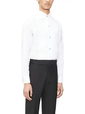 Eton Piqué Contemporary-fit Cotton-twill Black Tie Shirt - White