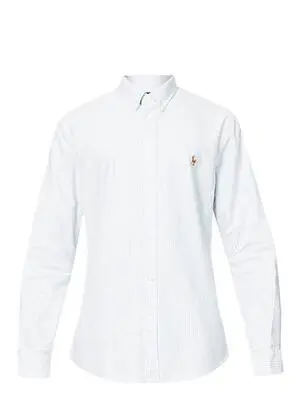 Polo Ralph Lauren Long-sleeved Button-down Slim-fit Cotton Oxford Shirt - Bsr Blue/white Stripe