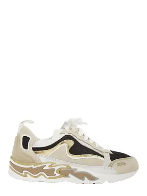 Sandro Flame Leather And Mesh Trainers Jaunes / Oranges