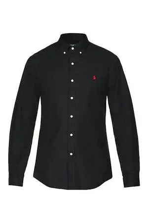 Polo Ralph Lauren Long-sleeved Logo-embroidered Slim-fit Stretch Cotton-poplin Shirt - Polo Black