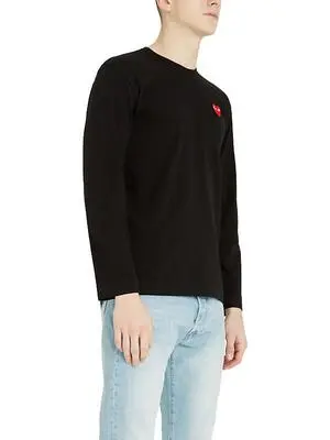 Play Comme Des Garcon Heart-Appliquéd Cotton Top Black