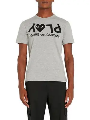 Play Comme Des Garcon Reverse-logo-print Cotton-jersey T-shirt - Grey