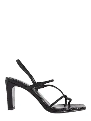 Sandro Faye Snakeskin-embossed Leather Strappy Sandals - Black