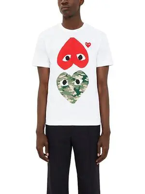 Play Comme Des Garcon Heart-print Cotton-jersey T-shirt - White