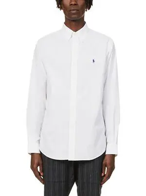 Polo Ralph Lauren Long-sleeved Logo-embroidered Custom-fit Stretch Cotton-poplin Shirt M White