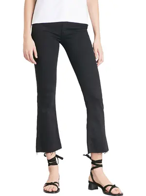MOTHER Hustler Ankle Fray Flared High-rise Jeans - Not Guilty