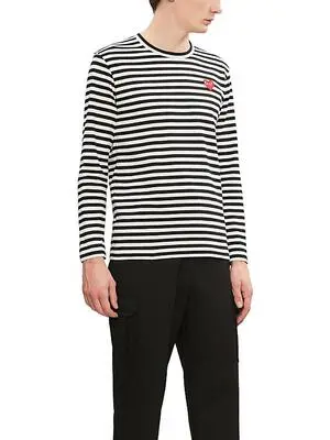 Play Comme Des Garcon Striped Cotton Jumper Xxl Black