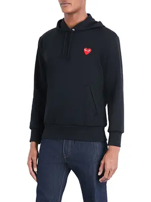 Play Comme Des Garcon Heart-appliquéd Stretch Hoody - Black