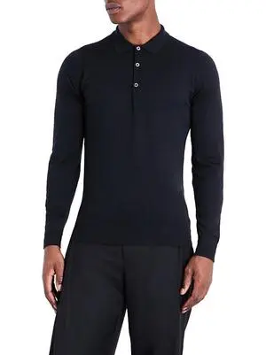 John Smedley Belper Knitted Polo Jumper Xxl - Black