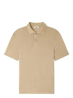 Sandro Beach Marled Regular-fit Linen Polo Shirt - Sand