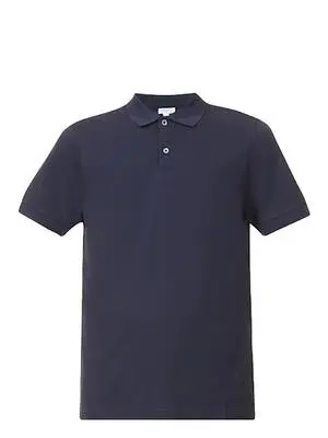Sunspel Short-sleeved Cotton- Piqué Polo Shirt - Navy