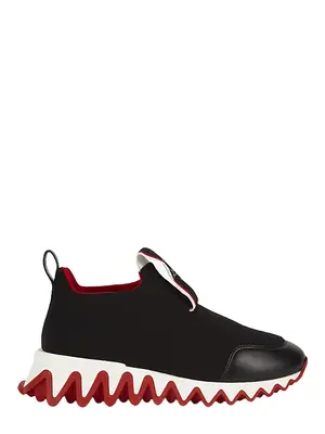 CHRISTIAN LOUBOUTIN Tiketa Run Leather And Mesh Trainers - Black