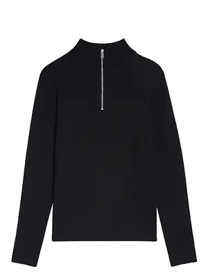 Sandro Half-Zip Wool Jumper Bleus
