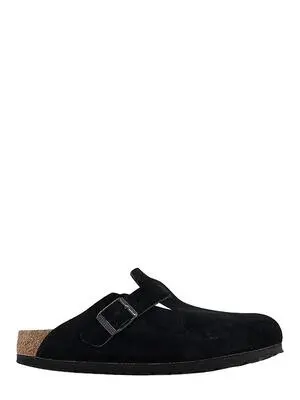 BIRKENSTOCK Boston Buckle-embellished Suede Sandals - Black