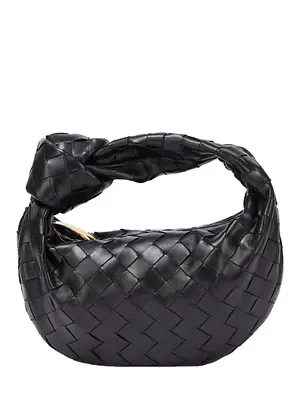 Bottega Veneta Mini Jodie Leather Hobo Bag - Black-gold
