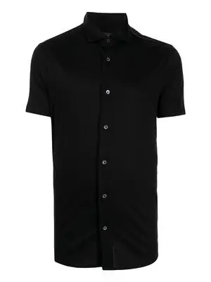 Emporio Armani Logo-plaque Short-sleeve Shirt - Black
