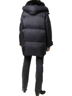 YVES SALOMON Yves Salomon Lambswool-Trim Hooded Down Jacket