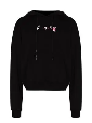 Off-White Acrylic Arrow Drawstring Hoodie - Black