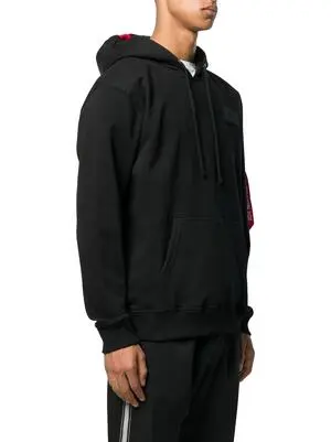 Alpha Industries Logo Stripe Detail Hoodie - Black