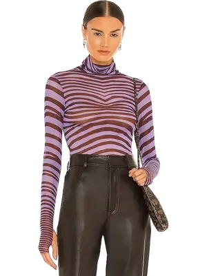 AFRM AFRM Zadie Mesh Mockneck Top Violet Wave