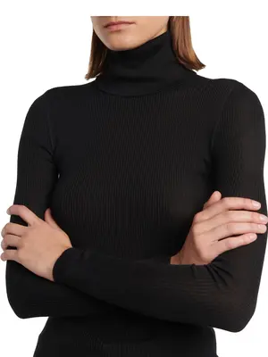 Saint Laurent Cashmere, Wool, And Silk Turtleneck Sweater - Black