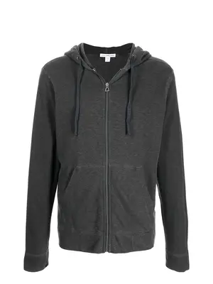 JAMES PERSE Zipped-up Fleece Hoodie - Grey