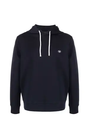 Emporio Armani Long-sleeved Logo Patch Hoodie - Blue