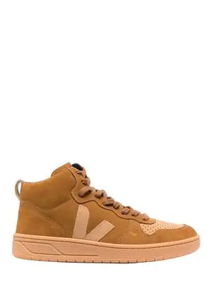 VEJA V-15 Nubuck High-top Sneakers - Neutrals