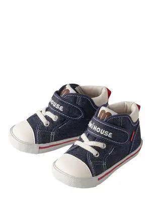 MIKI HOUSE Canvas Logo Strap Sneakers - Navy