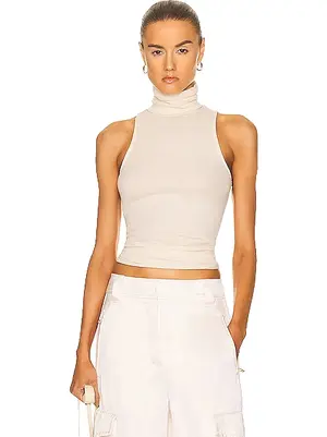 Enza Costa Enza Costa Cashmere Halter Turtleneck Top Natural