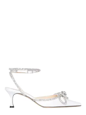 Mach & Mach Double Bow 65mm Leather Pumps White