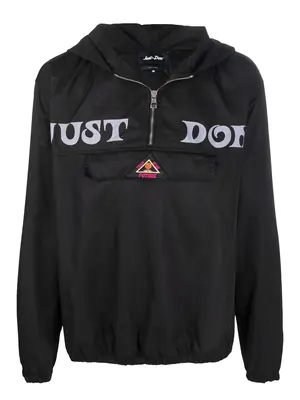 JUST DON Logo-print Hooded Windbreaker - Black