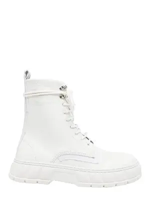 VIRON Eco Leather Combat Boots - White