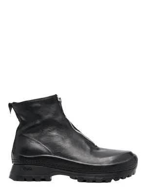 Guidi Zipped Leather Ankle Boots - Black