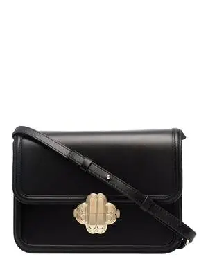 Maje Clover Clasp Leather Shoulder Bag - Black