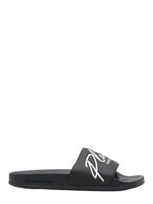 Philipp Plein Embossed Logo Slides - Black