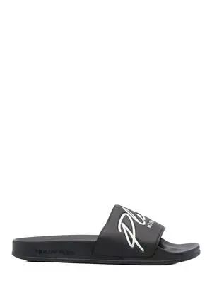 Philipp Plein Embossed Logo Slides - Black