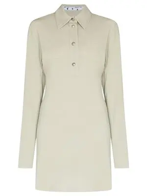 Off-White Polo Collar Long-sleeve Dress - Grey
