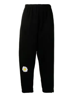 Natasha Zinko Daisy-print Cropped Track Pants - Black