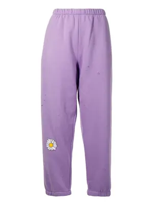 Natasha Zinko Daisy-print Cropped Track Pants - Purple