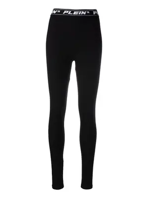 Philipp Plein Logo-waistband Leggings - Black