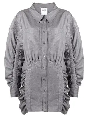 Stella McCartney Ruched Wool Shirt Dress - Grey